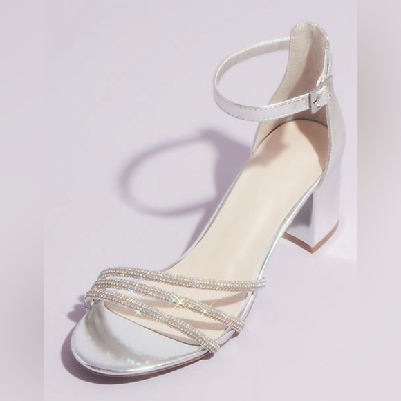 David's Bridal | Shoes | New With Boxcrystal Embellished Metallic Block ...